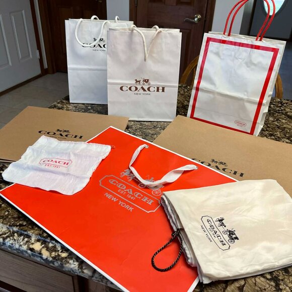 Coach | Other | Used Coach Shopping Bags Boxes And Two Dust Bags | Poshmark
